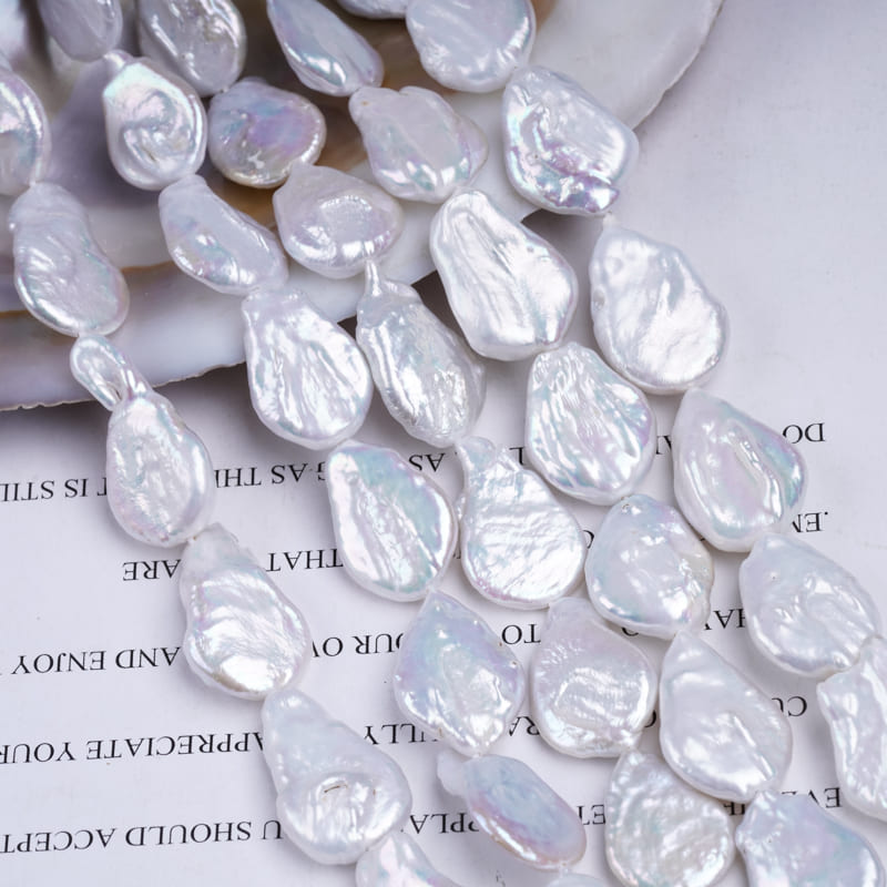 15-17mm White Coin Natural Freshwater Pearl Strands - Pearls from China