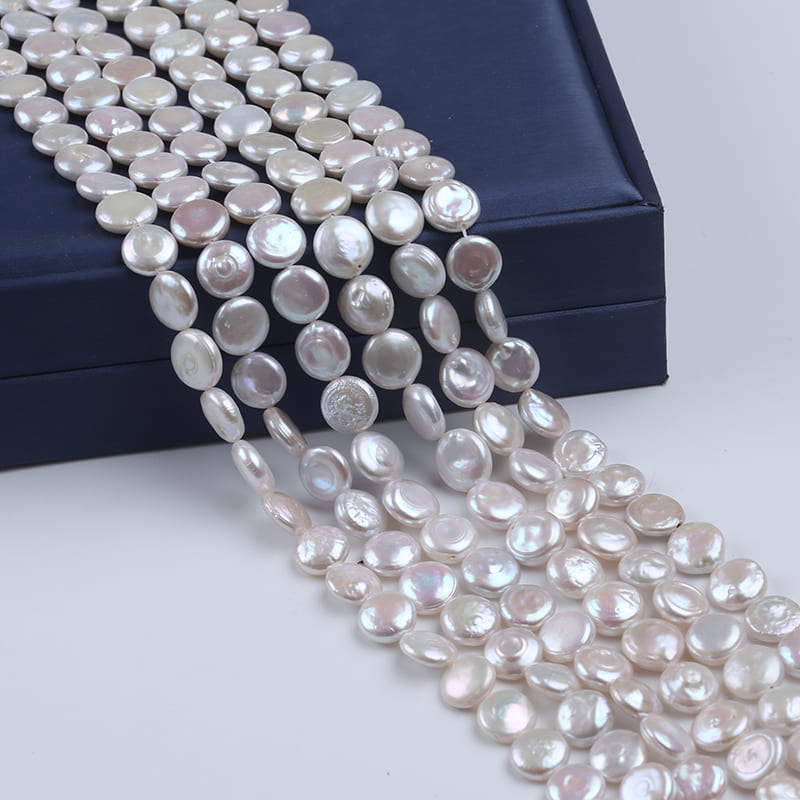 11-12mm Natural Freshwater Coin Pearl Strands - Pearls from China