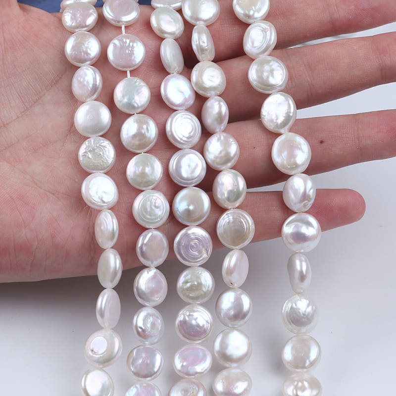 11-12mm Natural Freshwater Coin Pearl Strands - Pearls from China